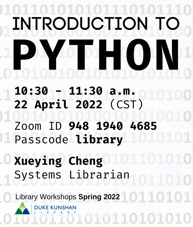 Workshop | Introduction to Python - Library | Duke Kunshan University