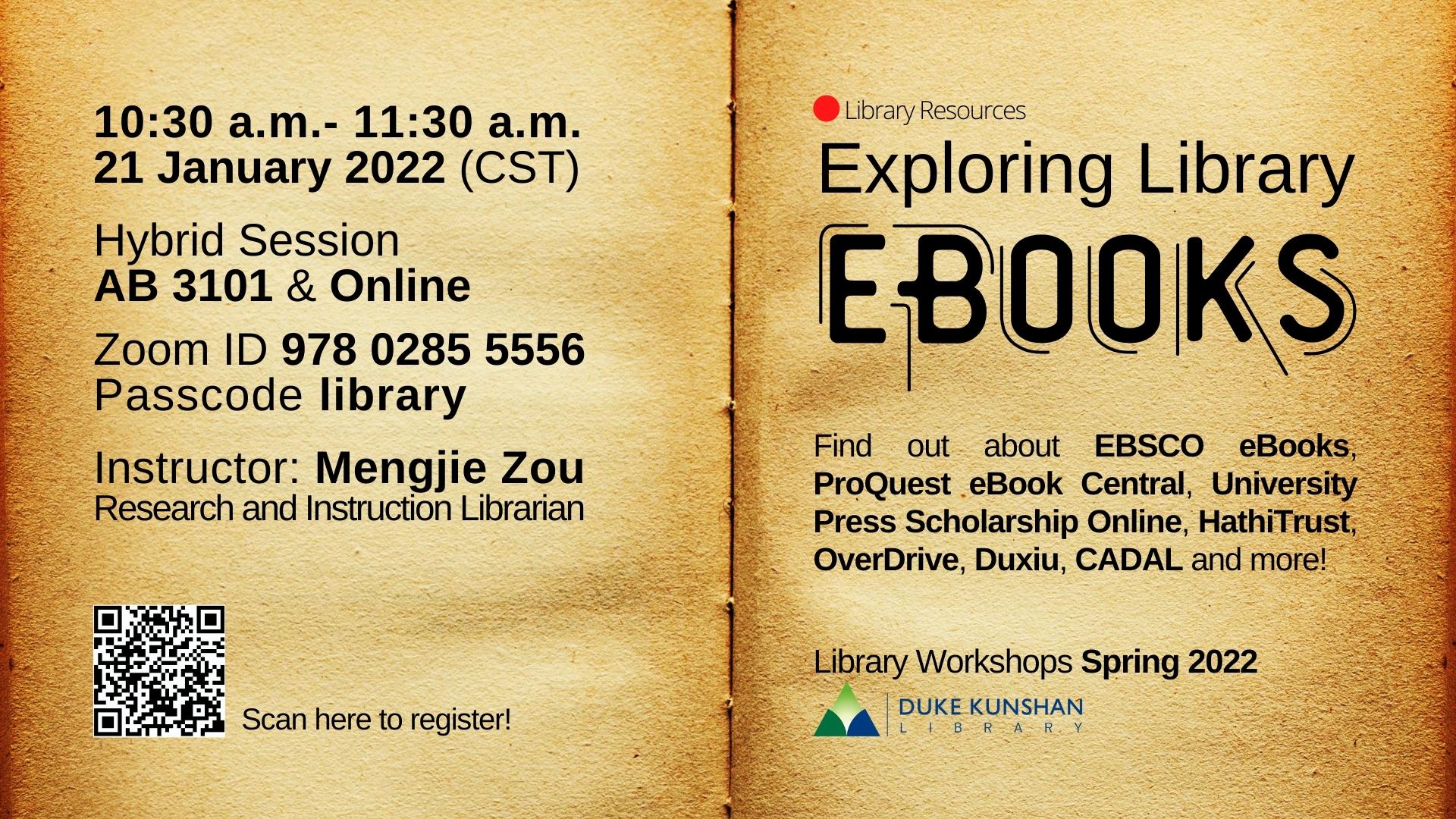 Workshop | Exploring Library eBooks - Library | Duke Kunshan University